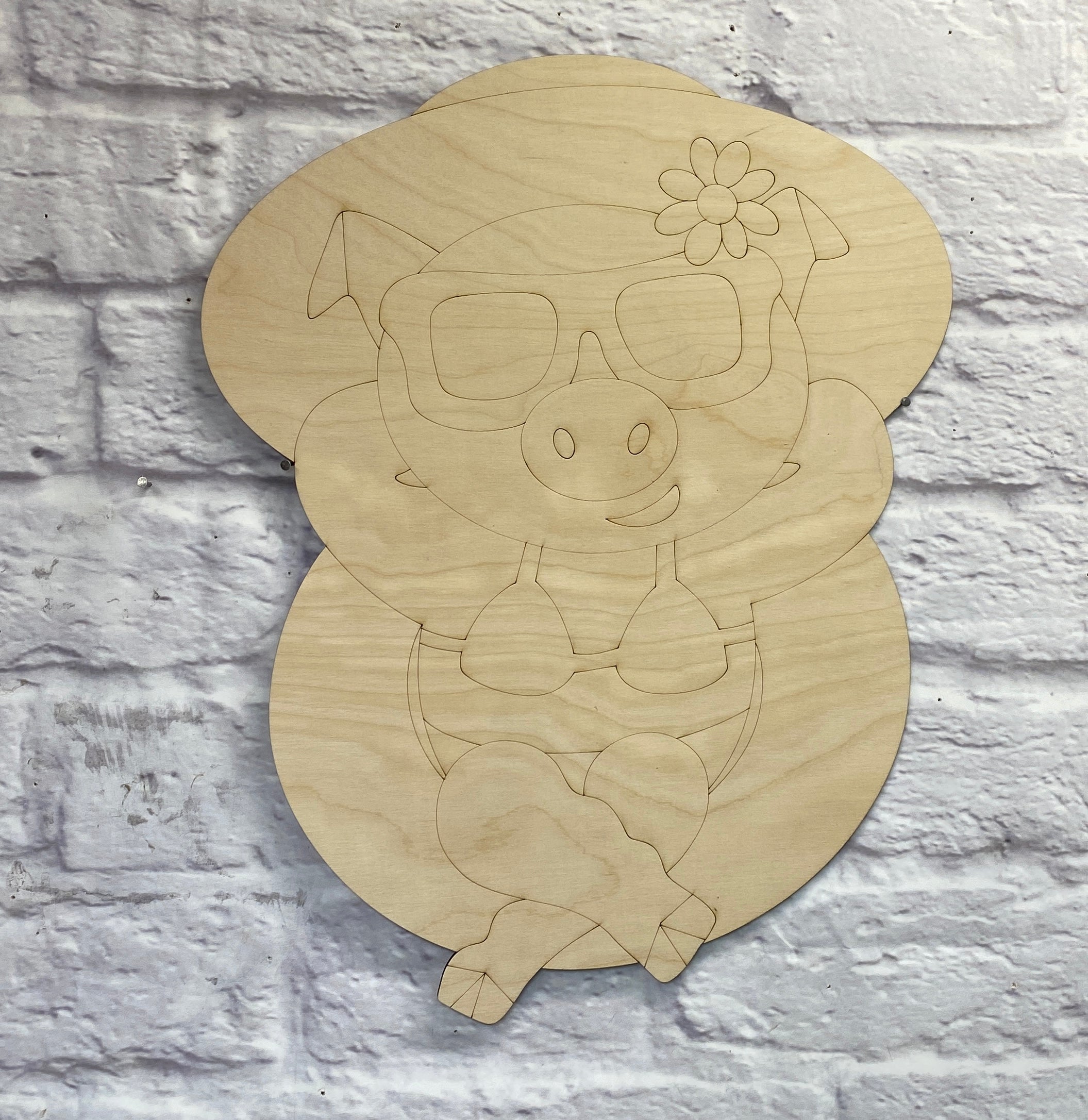 Pig in A Floatie Door Hanger Wooden Laser Cut Out Blank – Hearts Desire ...